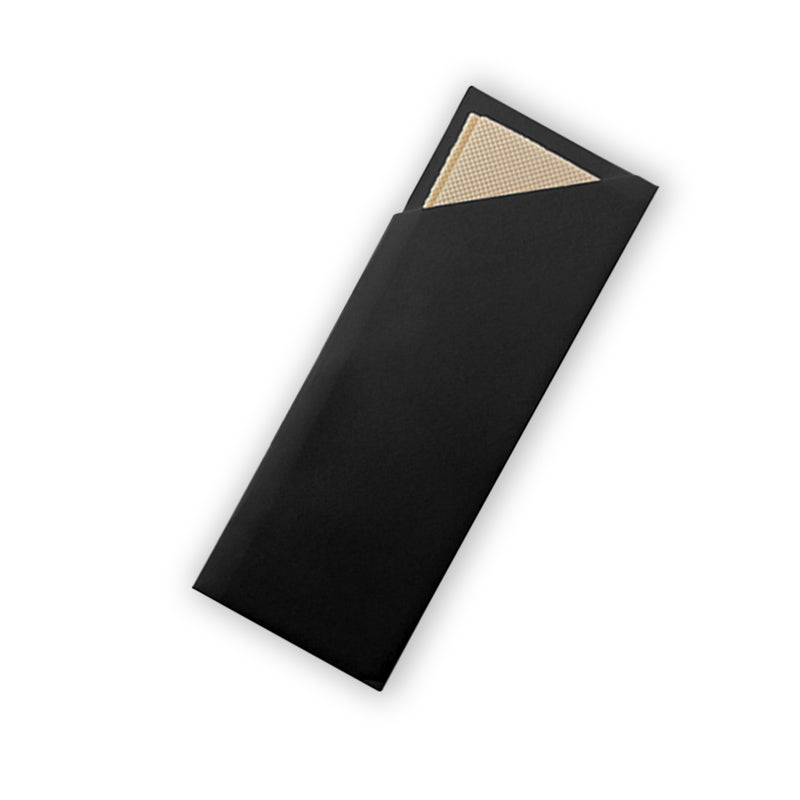BLACK CUTLERY POUCH WITH BAMBOO NAPKIN 1000PC/CTN – Packaging On Wheels